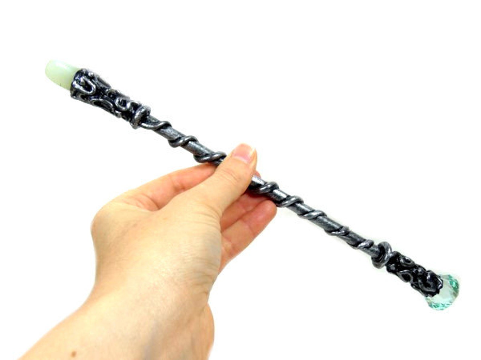 Jade Magic Wand Inches Silver Magic Wand Warlock Wand Gemstone Magic ...