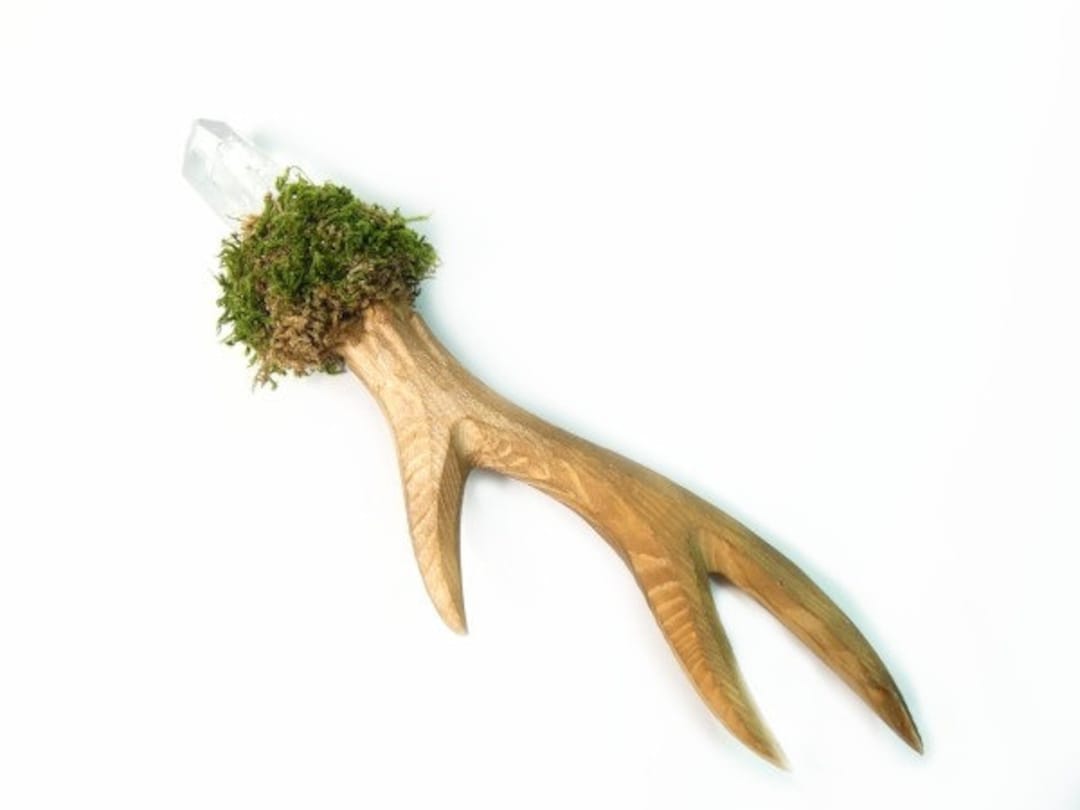 Antler Magic Wand Clear Crystal Wooden Antler Wand Wizard Wand Fairy ...