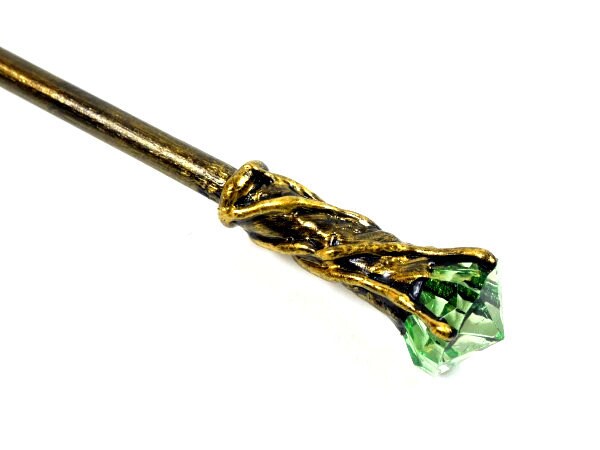 Malachite Magic Wand Black Gold Magic Wand Warlock Wand | Etsy