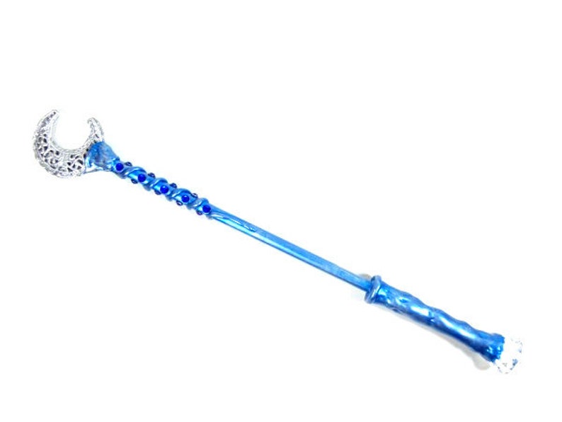 Moon Wand Dark Blue Silver Magic Wand 12.2 Inch Unique Magic - Etsy