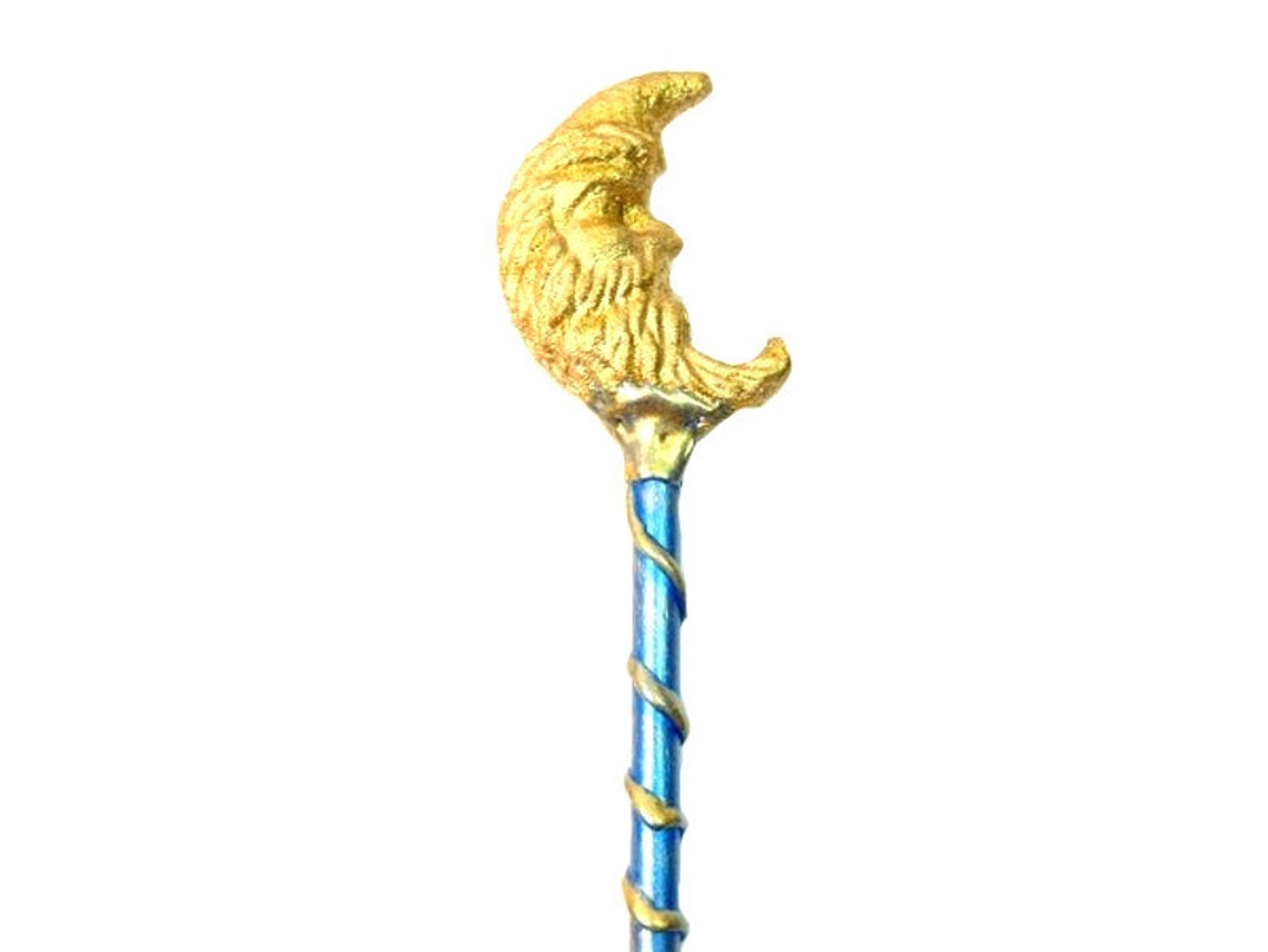 17.75 Inch Moon Magic Wand Dark Blue Gold Magic Wand Wizard - Etsy