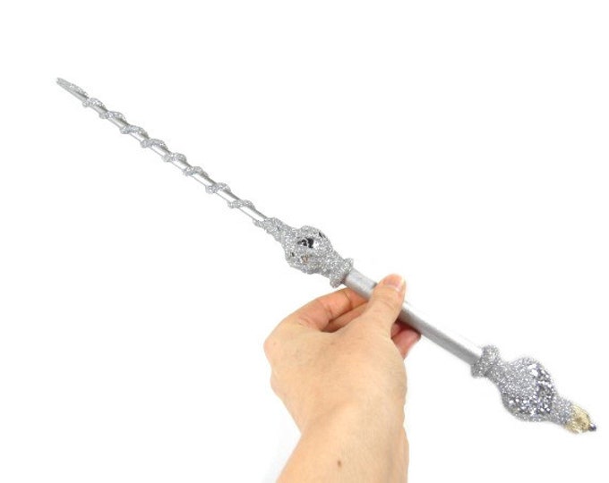18 Inch Fairy Godmother Wand Silver Glitter Silver Magic Wand Wizard ...