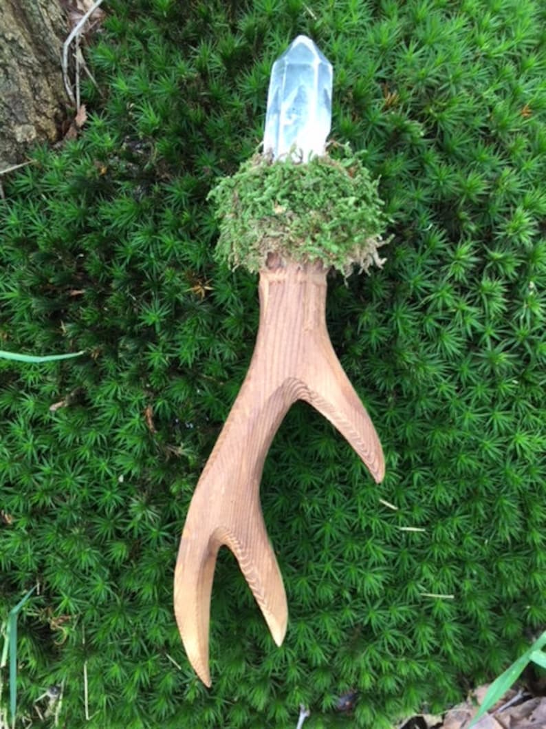 Antler Magic Wand Clear Crystal Wooden Antler Wand Wizard Wand - Etsy