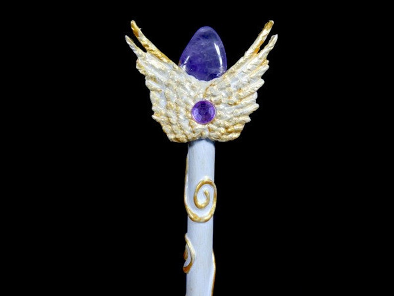 13 Inch Amethyst Crystal Angel Wand White Gold Magic Wand | Etsy