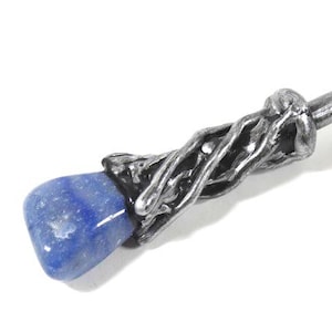 Blue Quartz Magic Wand Black Silver Magic Wand Warlock Wand Gemstone ...