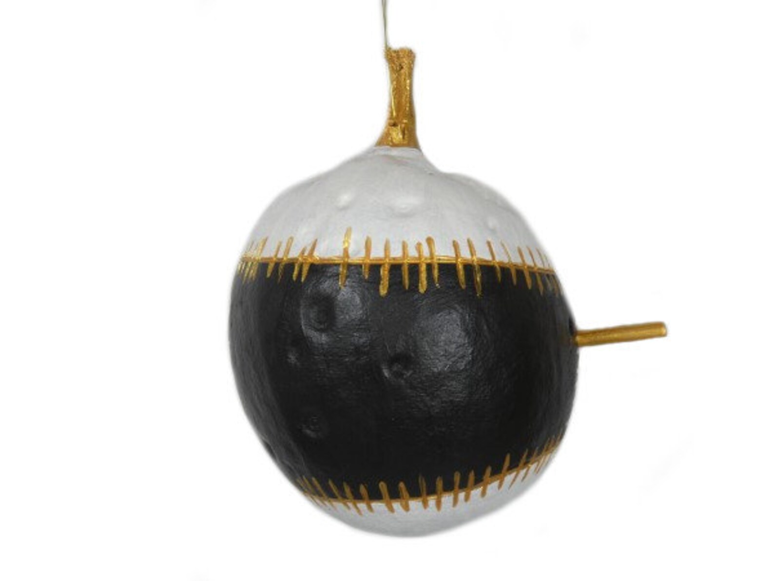Round Fairy House Black White Gold Bird House Natural Birdhouse ...