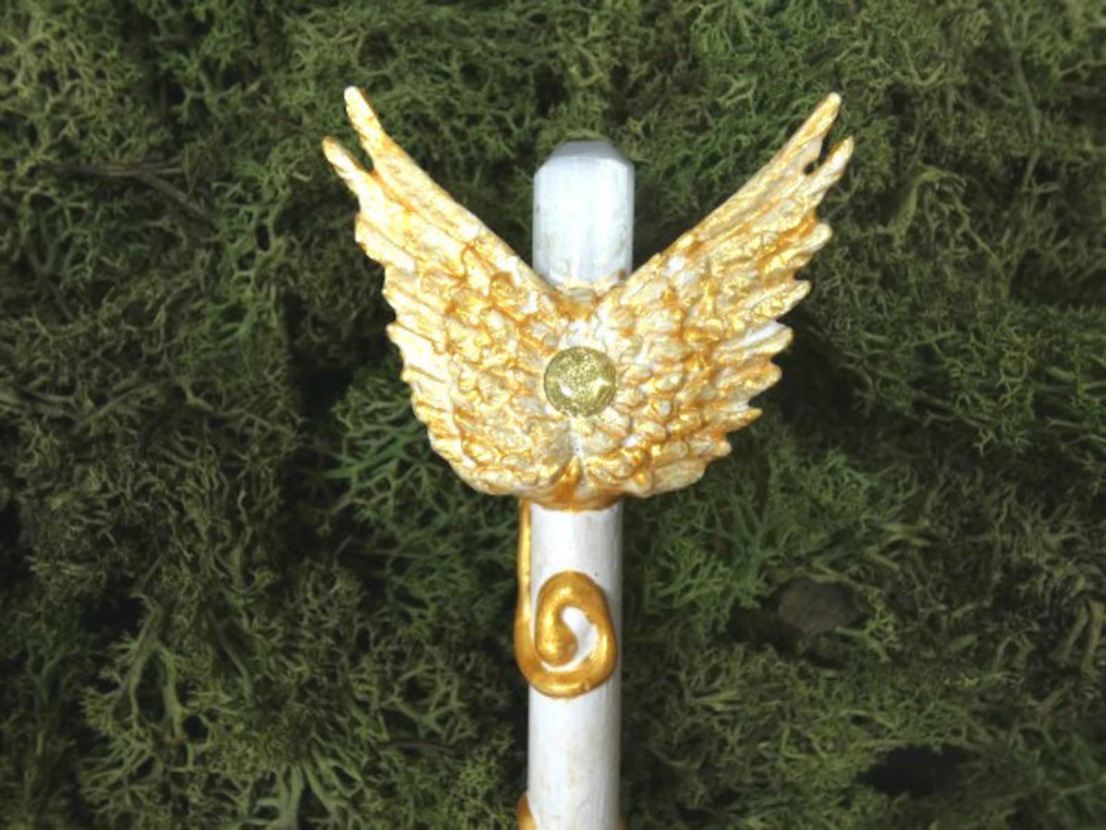 Selenite Crystal Angel Wand White Gold Magic Wand 13 Inches - Etsy