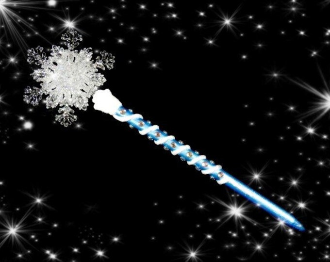 14.75 Inch Frozen Snowflake Wand Blue White Fairy Godmother Wand ...