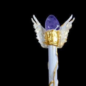 13 Inch Amethyst Crystal Angel Wand White Gold Magic Wand | Etsy