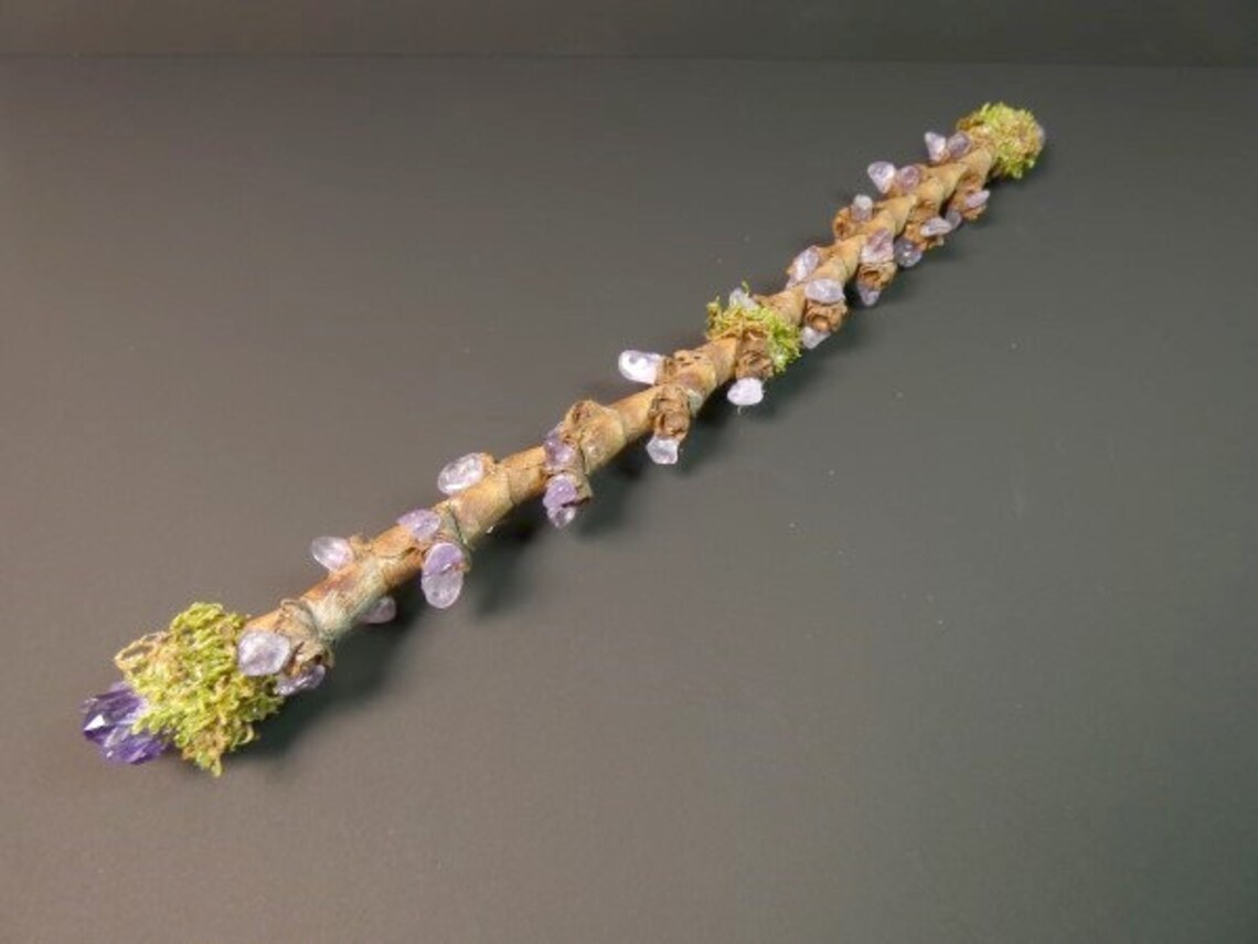 Amethyst Magic Wand 15.5 Inches Natural Magic Wand Moss Magic | Etsy