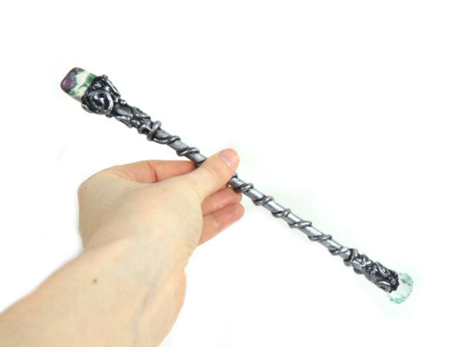 Ruby In Fuchsite Crystal Magic Wand 11.5 Inches Black Silver | Etsy