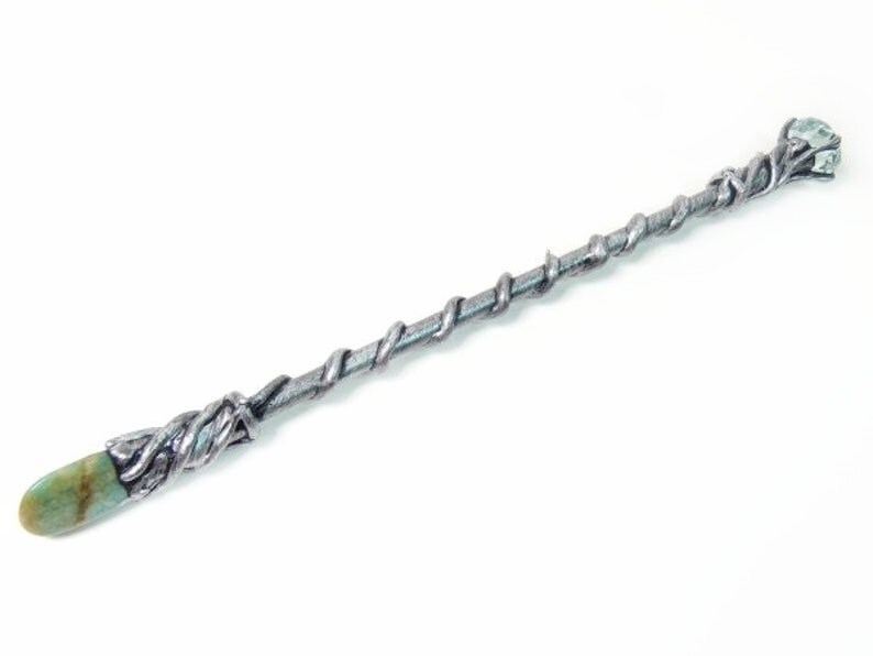 Amazonite Crystal Magic Wand 11.6 Inches Black Silver Magic - Etsy