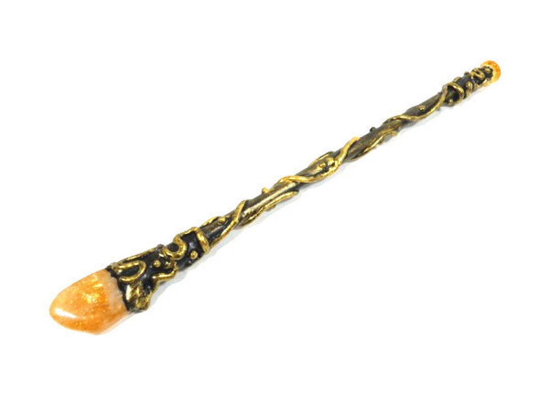 Tumbled Citrine Magic Wand 11.4 Inches Black Gold Magic Wand Warlock ...