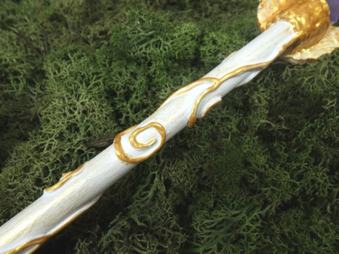 13 Inch Amethyst Crystal Angel Wand White Gold Magic Wand - Etsy