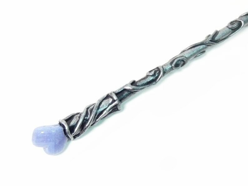 Chalcedony Magic Wand Black Silver Magic Wand Warlock Wand - Etsy