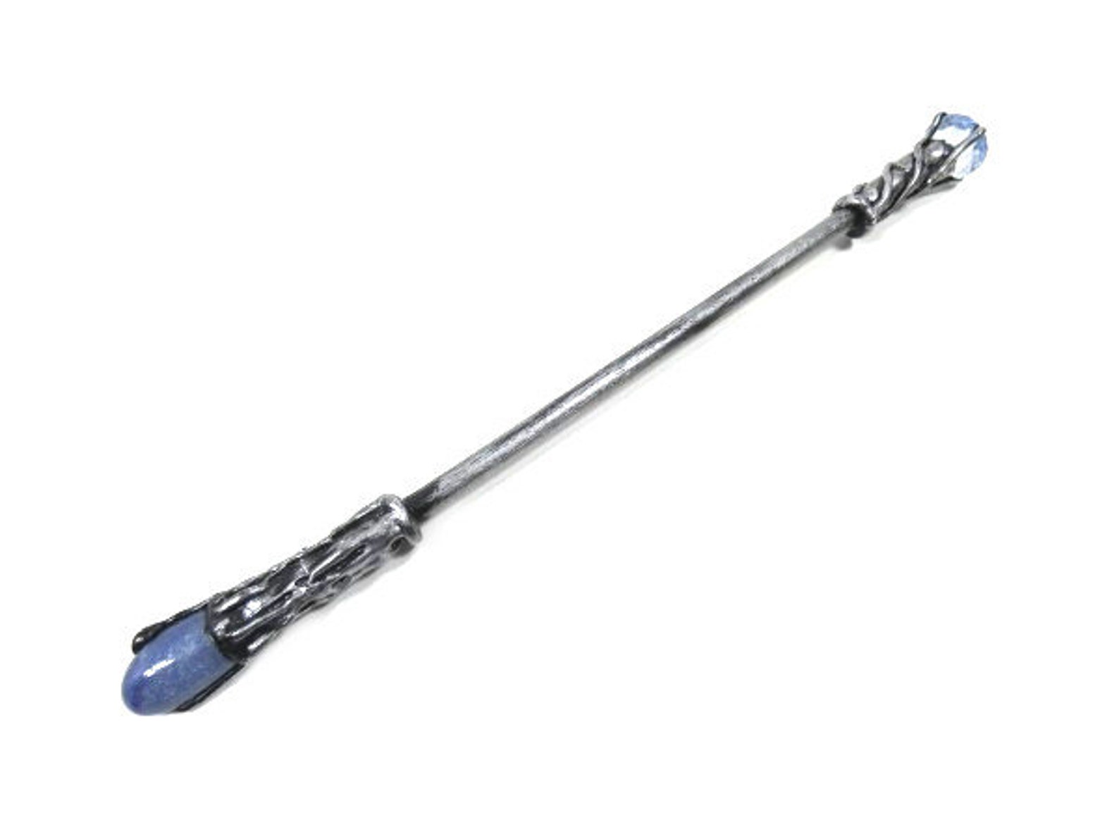 Blue Quartz Magic Wand Black Silver Magic Wand Warlock Wand - Etsy