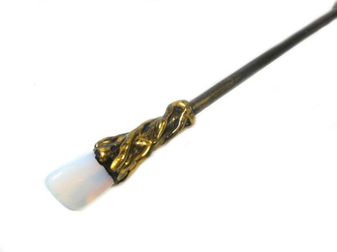 Moonstone Wand Opalite Magic Wand 11.6 Inches Black Gold Magic Wand ...