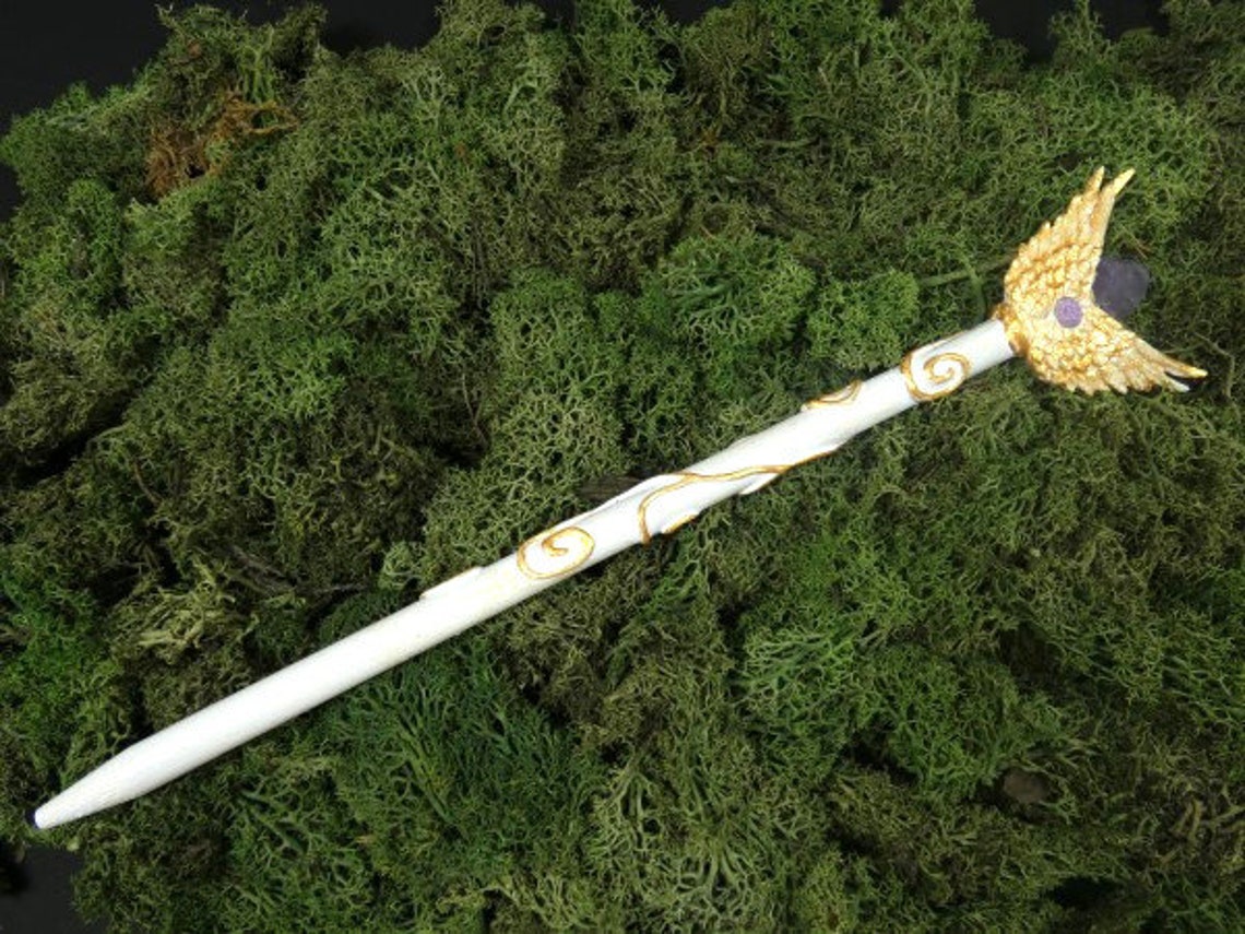 13 Inch Amethyst Crystal Angel Wand White Gold Magic Wand - Etsy