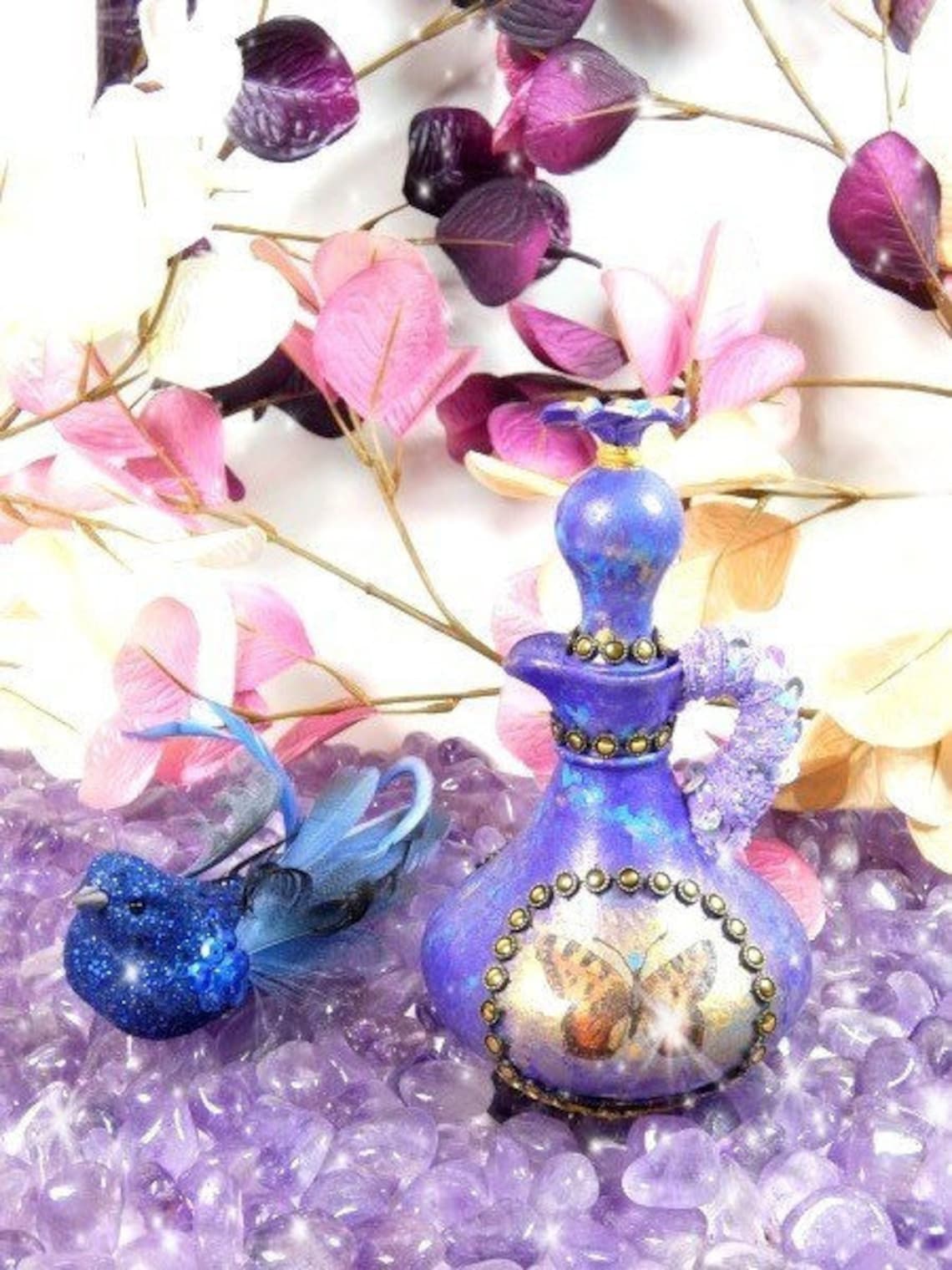 Butterfly Potion Bottle Purple Gold Blue Fairy Magic Bottle | Etsy