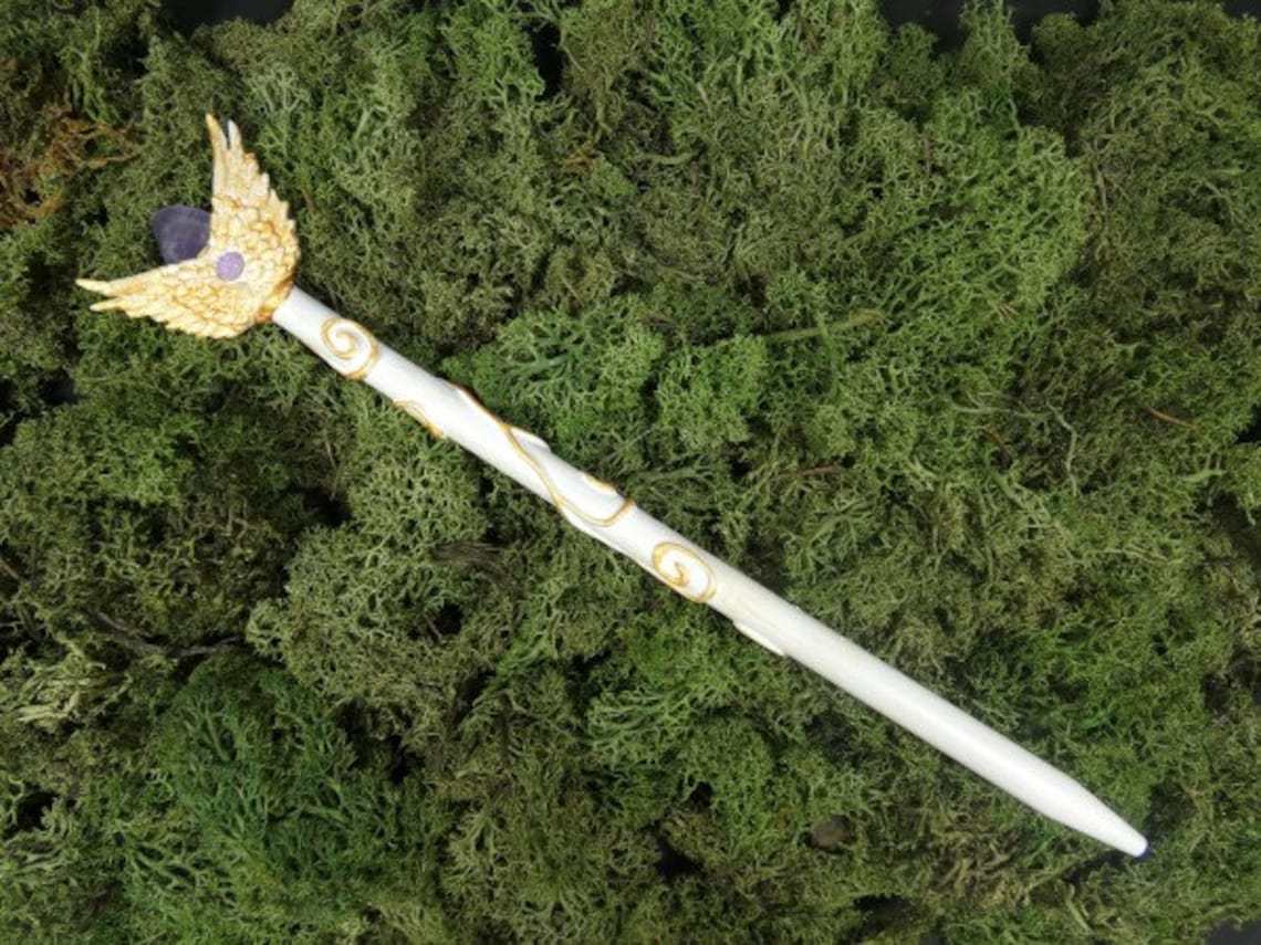 13 Inch Amethyst Crystal Angel Wand White Gold Magic Wand - Etsy