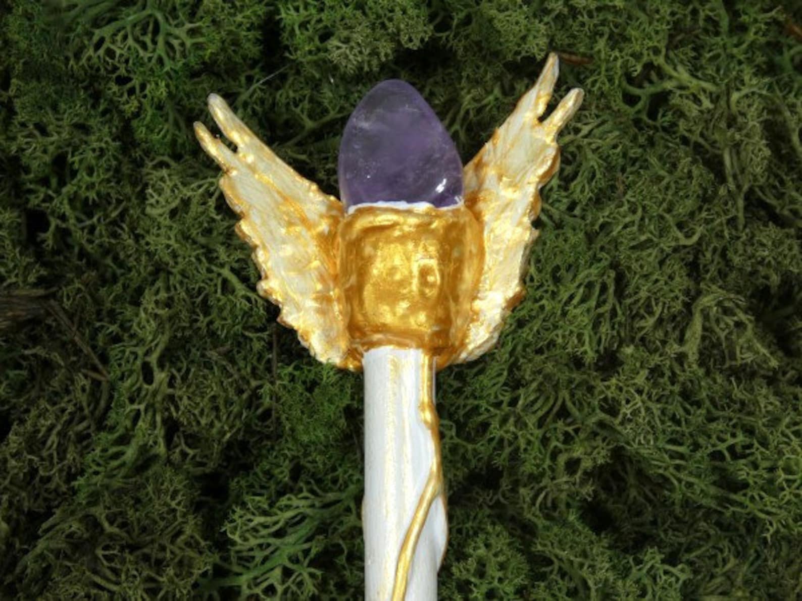 13 Inch Amethyst Crystal Angel Wand White Gold Magic Wand - Etsy