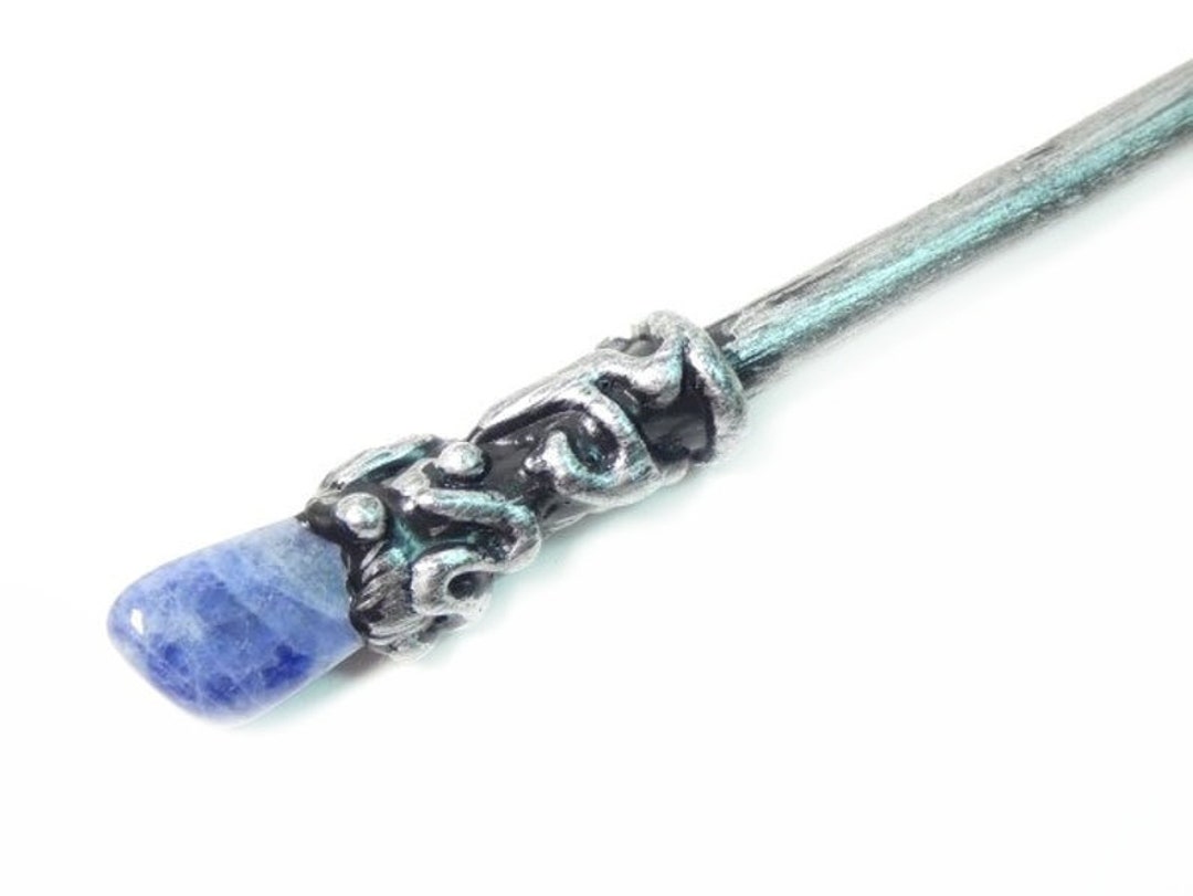 Sodalite Magic Wand 11 Inches Black Silver Magic Wand Warlock Wand ...