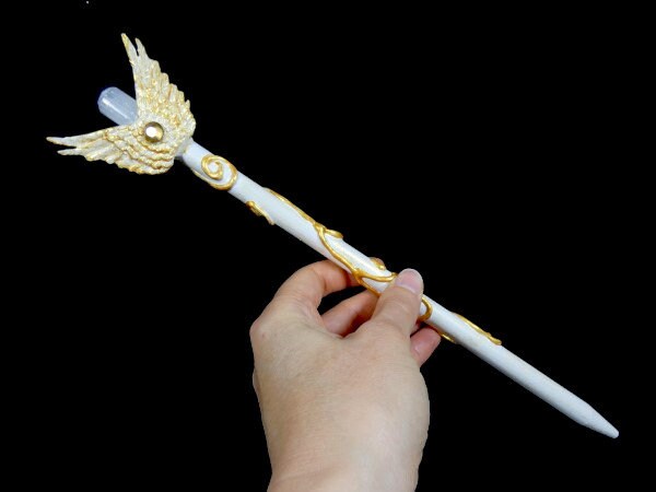 Selenite Crystal Angel Wand White Gold Magic Wand 13 Inches | Etsy