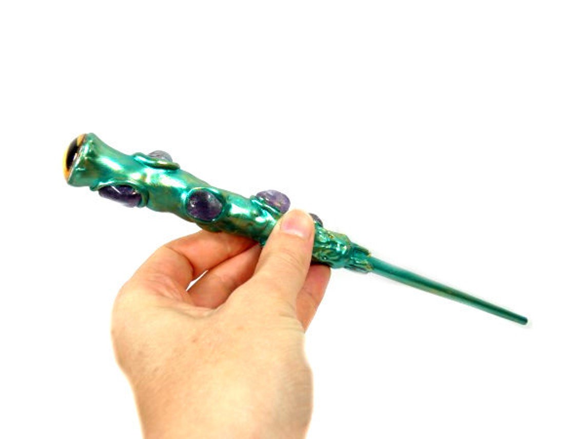 Green Dragon Wand Metallic Green Magic Wand Warlock Wand LARP | Etsy
