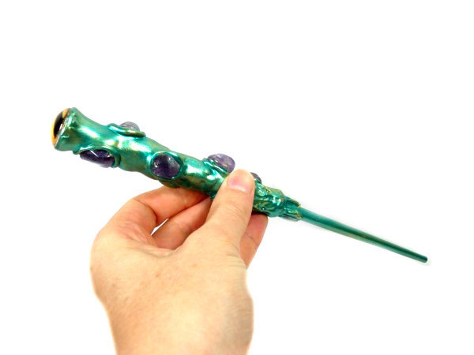 Green Dragon Wand Metallic Green Magic Wand Warlock Wand LARP | Etsy