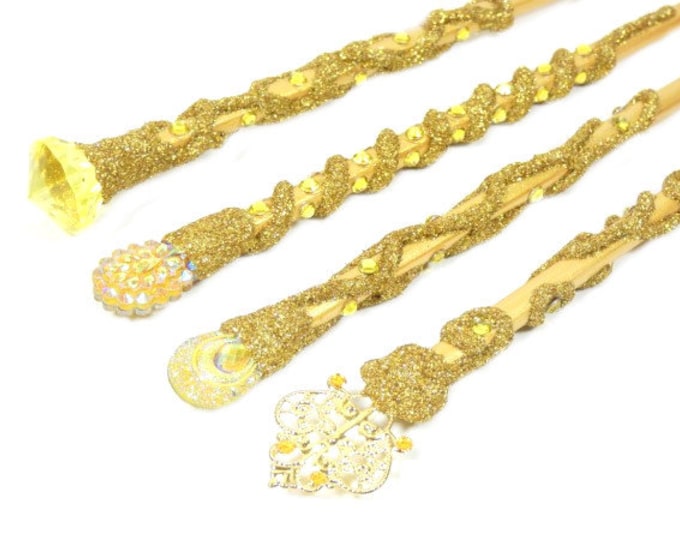 1 Raw Clear Crystal Magic Wand Black Silver Magic Wand Warlock Wand ...