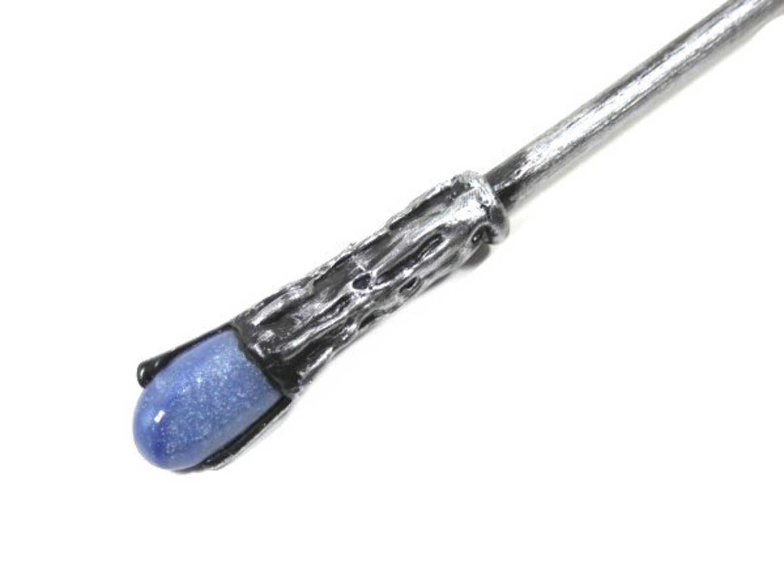 Blue Quartz Magic Wand Black Silver Magic Wand Warlock Wand - Etsy
