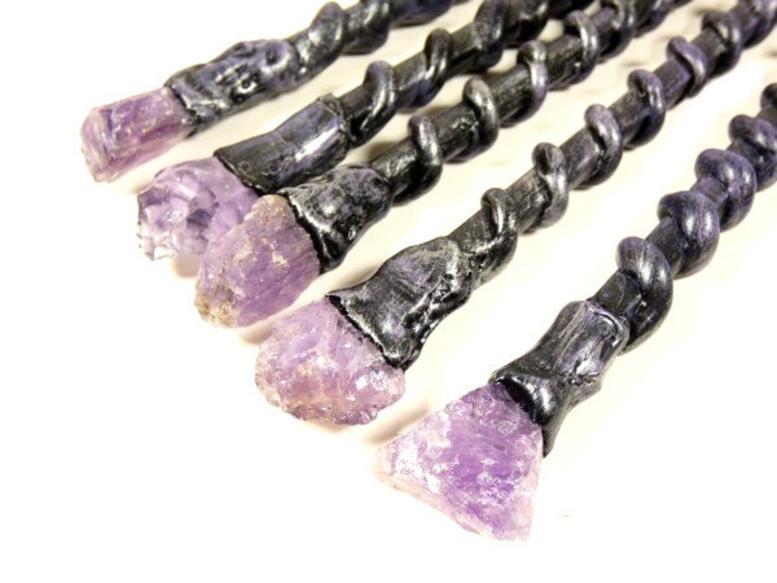 1 Raw Amethyst Crystal Wand Magic Wand Silver Magic Wand | Etsy