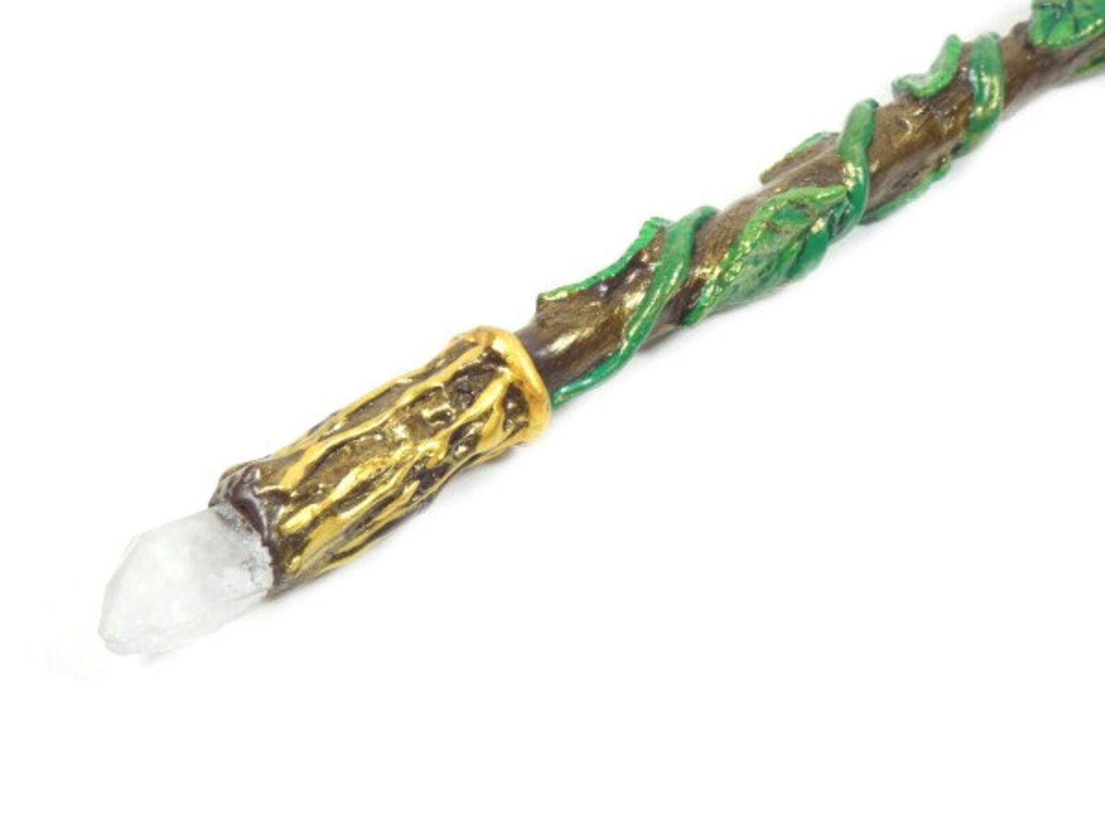 Clear Crystal Quartz Magic Wand 13.5 Inches Black Silver Magic Wand Raw ...