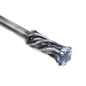 Blue Quartz Magic Wand Black Silver Magic Wand Warlock Wand | Etsy