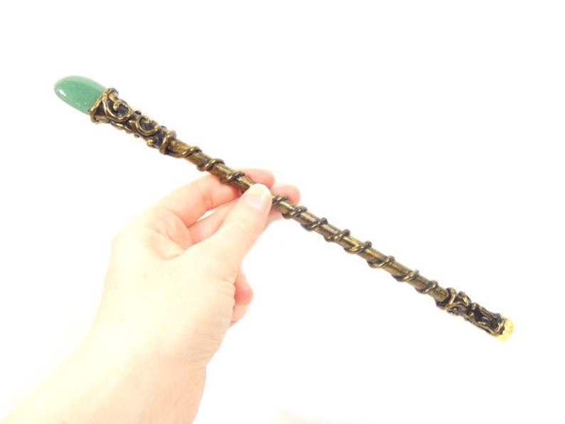 Aventurine Magic Wand Black Gold Magic Wand Warlock Wand - Etsy