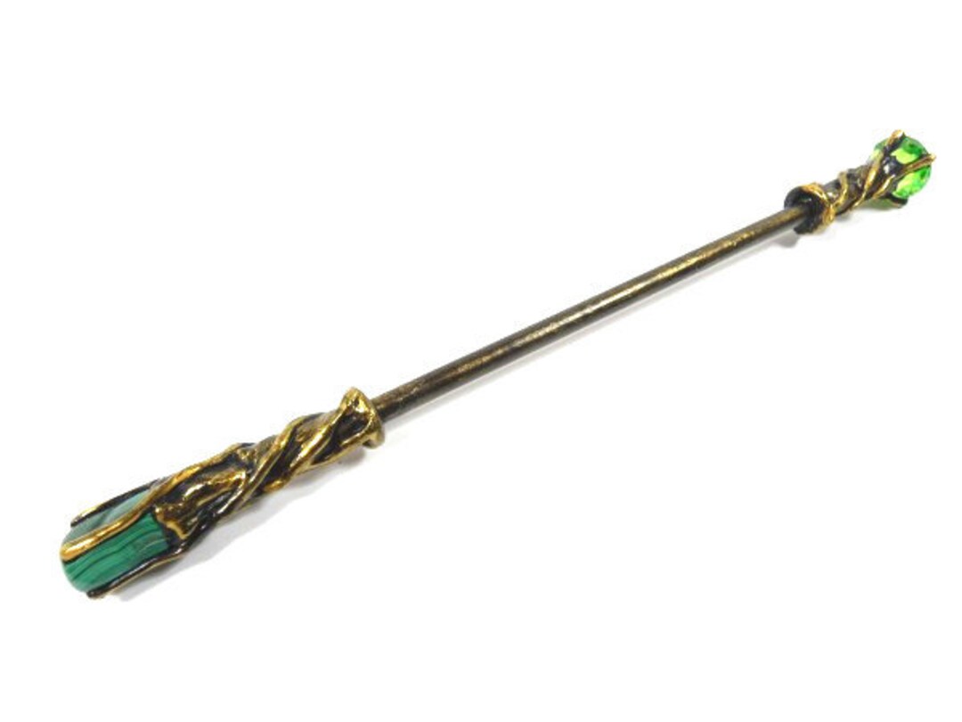 Malachite Magic Wand Black Gold Magic Wand Warlock Wand Gemstone Magic ...
