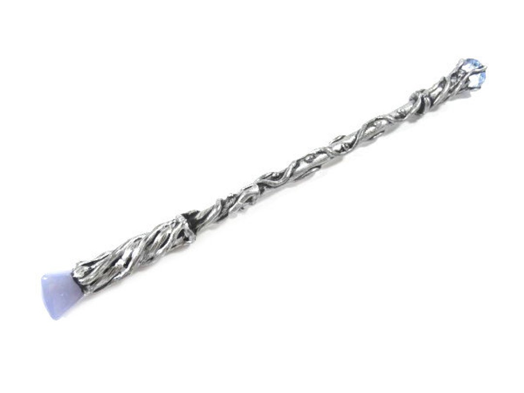 Chalcedony Magic Wand Black Silver Magic Wand Warlock Wand Gemstone ...