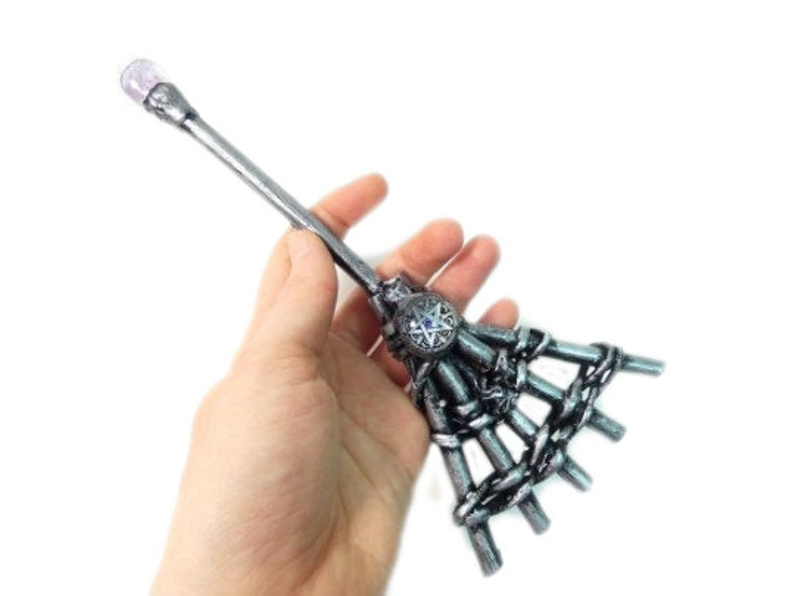 Small Besom Amethyst Crystal Broom Black Gold Altar Besom | Etsy