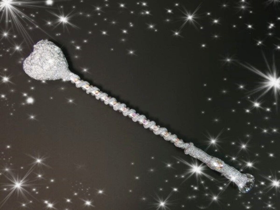 12.4 Inch Silver Glitter Love Wand Heart Wand Fairy Godmother Wand ...