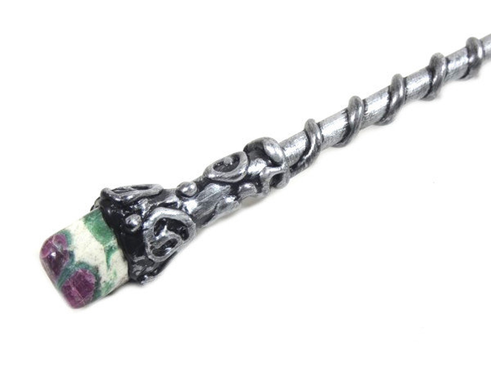 Ruby In Fuchsite Crystal Magic Wand 11.5 Inches Black Silver | Etsy