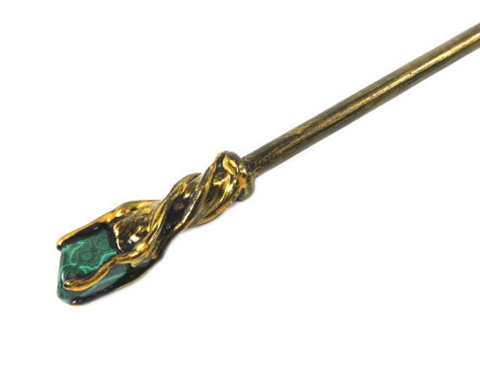 Malachite Magic Wand Black Gold Magic Wand Warlock Wand - Etsy