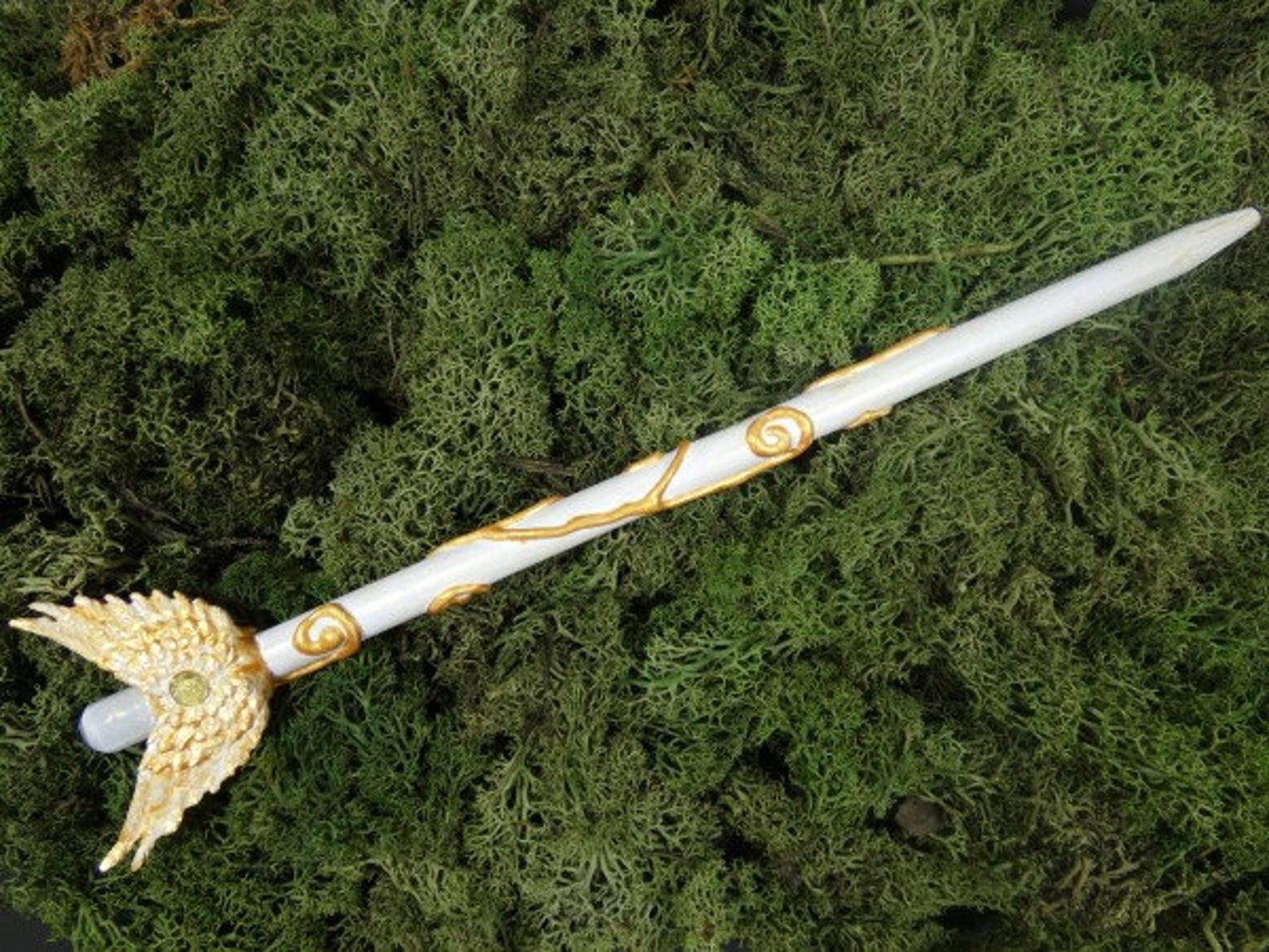 Selenite Crystal Angel Wand White Gold Magic Wand 13 Inches Black ...