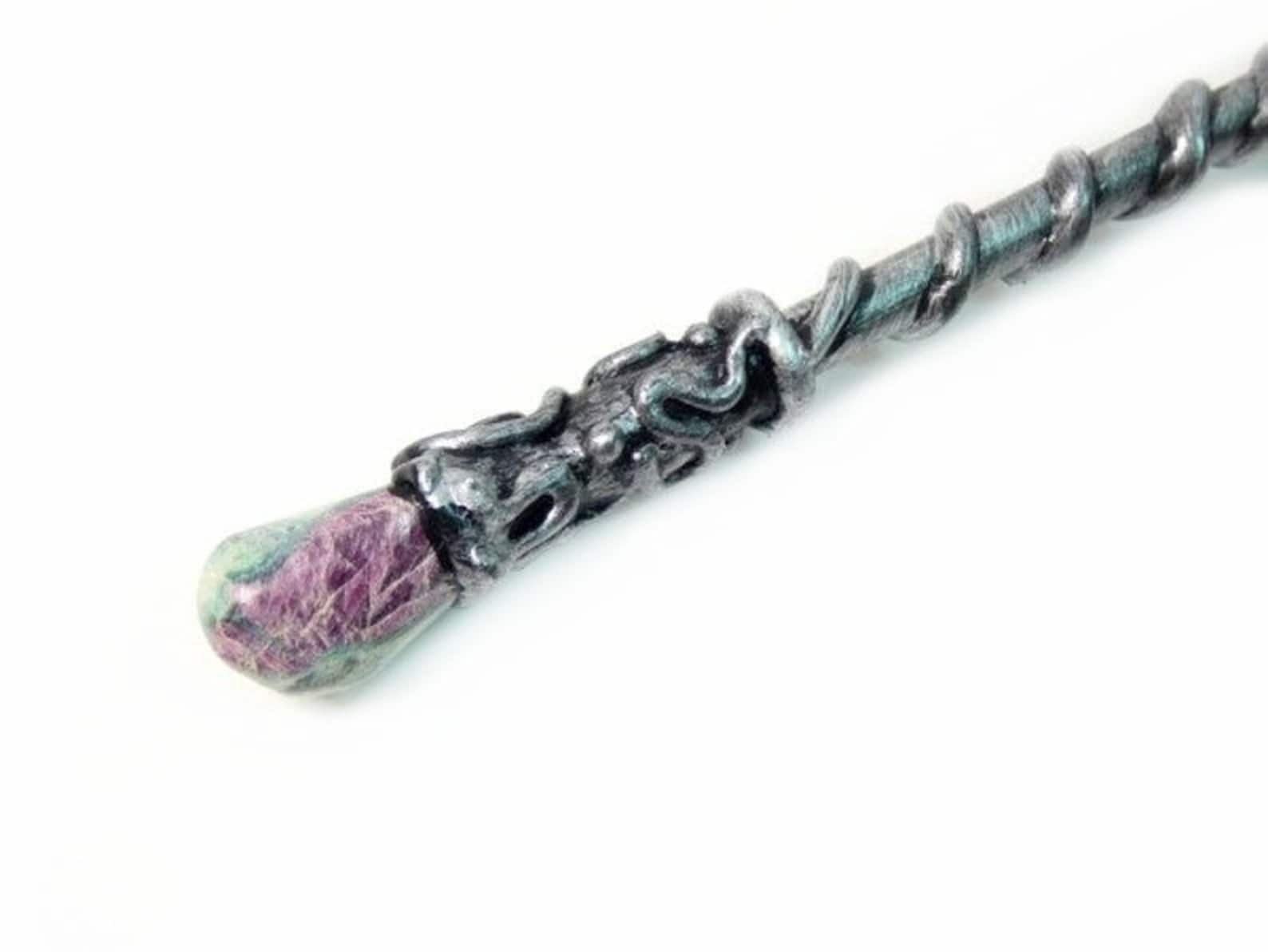 Ruby In Fuchsite Crystal Magic Wand 11.5 Inches Black Silver | Etsy