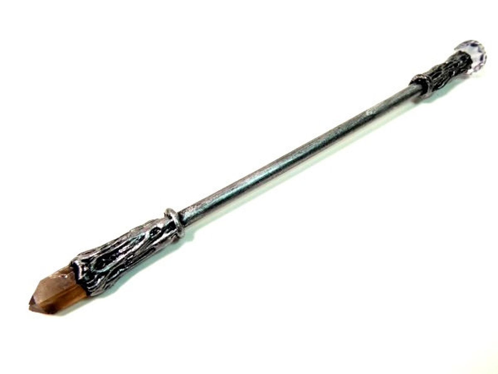 Smoky Quartz Crystal Magic Wand 11.4 Inches Black Silver Magic Wand Raw ...