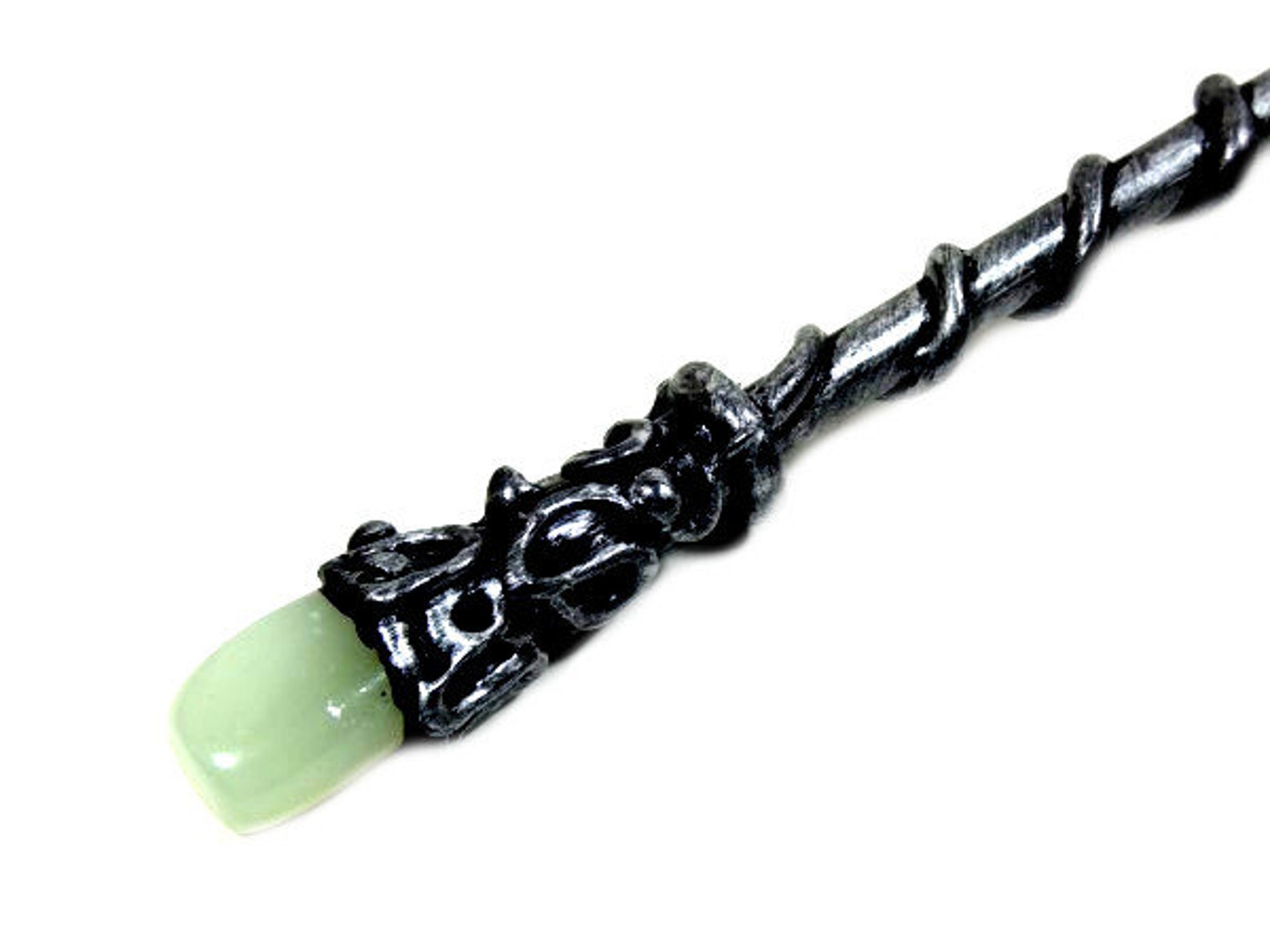 Jade Magic Wand Inches Silver Magic Wand Warlock Wand Gemstone Magic ...