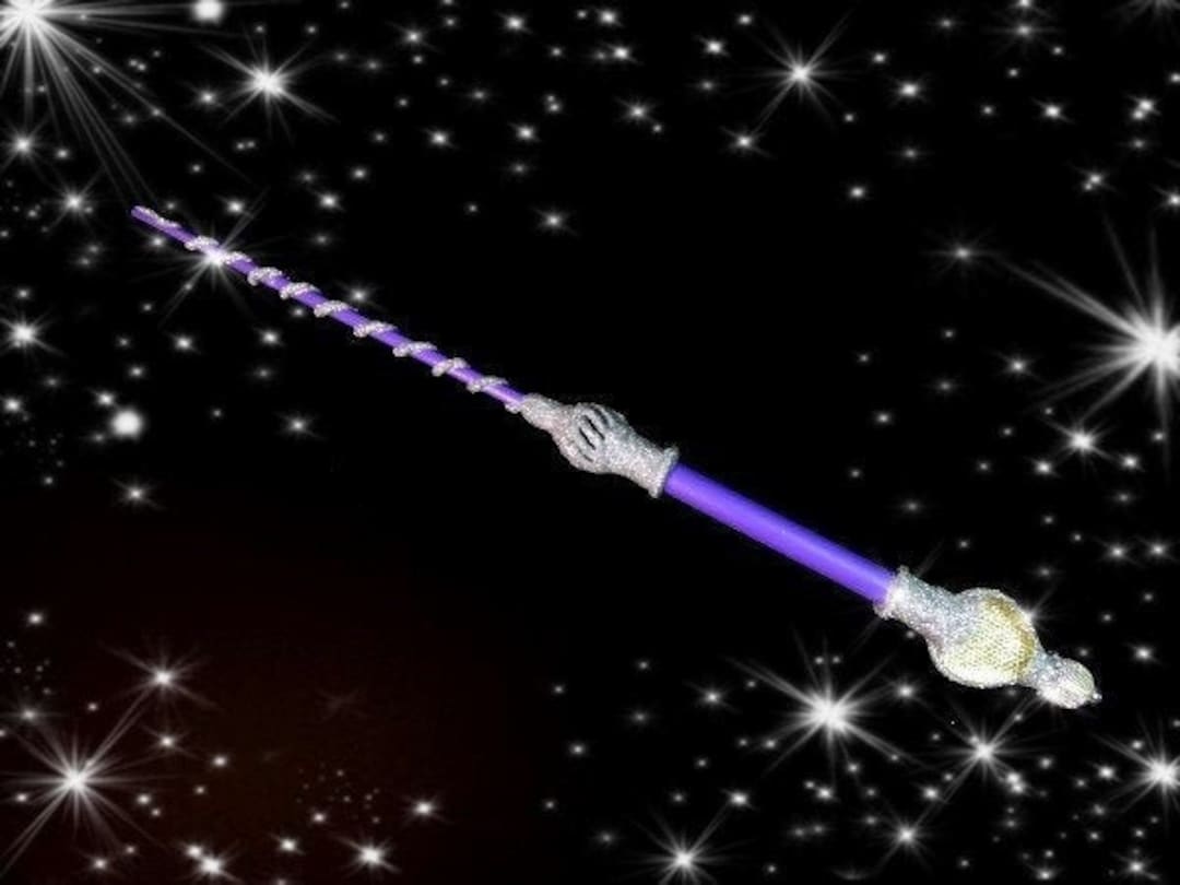 18.5 Inch Fairy Godmother Wand Purple Glitter Silver Magic Wand Wizard ...