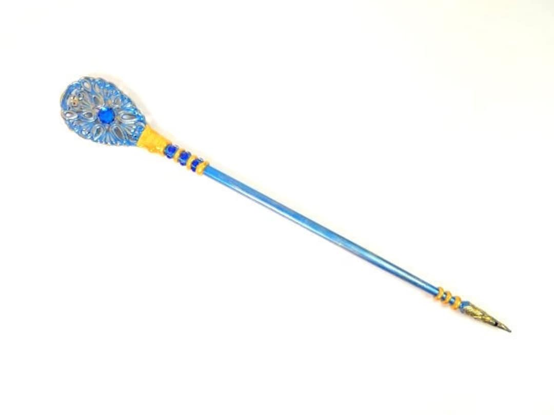 Dark Blue Gold Magic Wand 13 Inch Unique Magic Wand Warlock Wand Witch ...