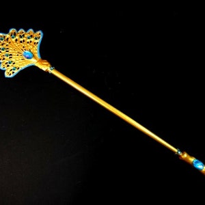 Turquoise and Gold Magic Wand 13.5 Inch Unique Magic Wand Warlock Wand ...