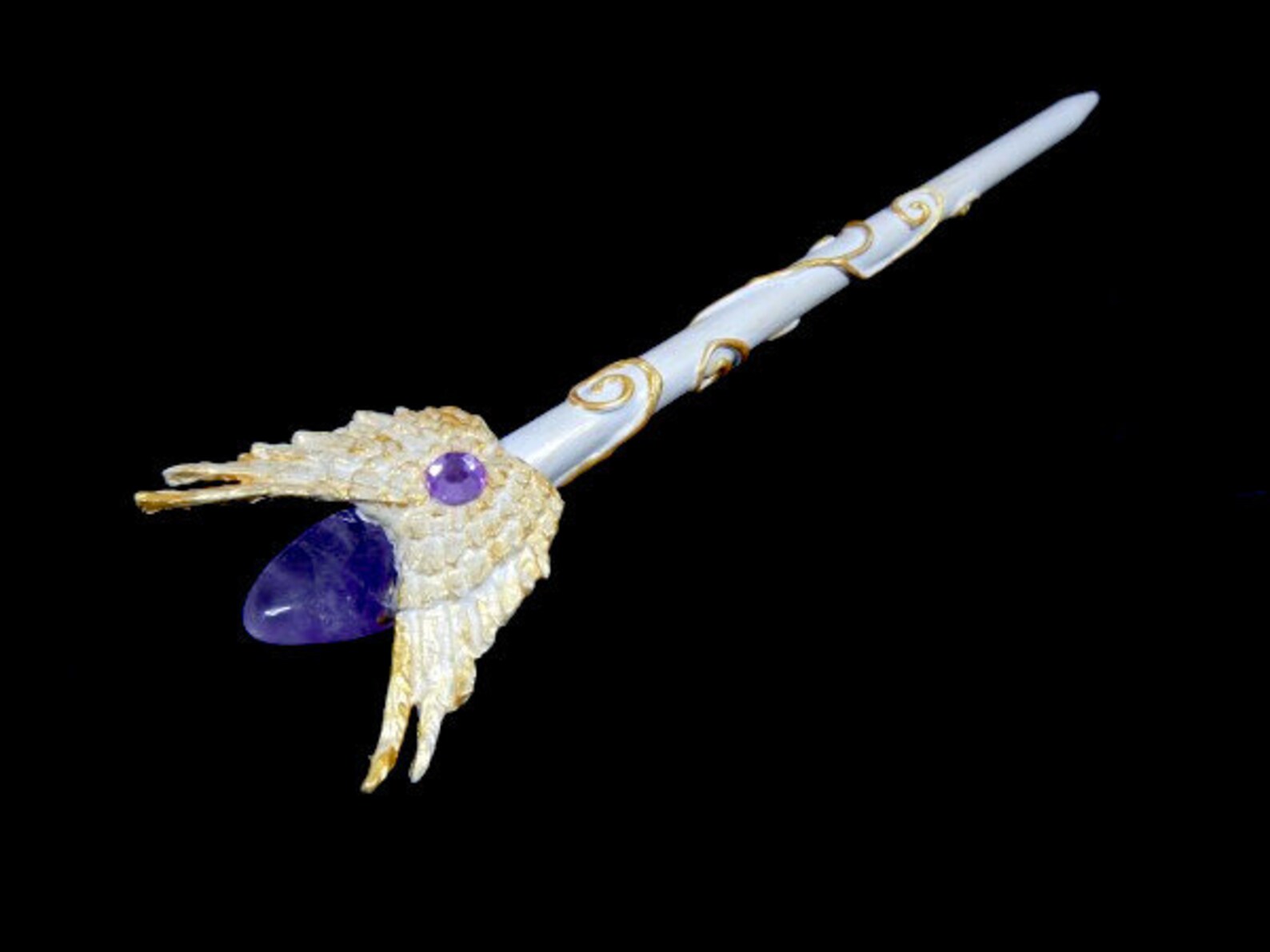 13 Inch Amethyst Crystal Angel Wand White Gold Magic Wand | Etsy