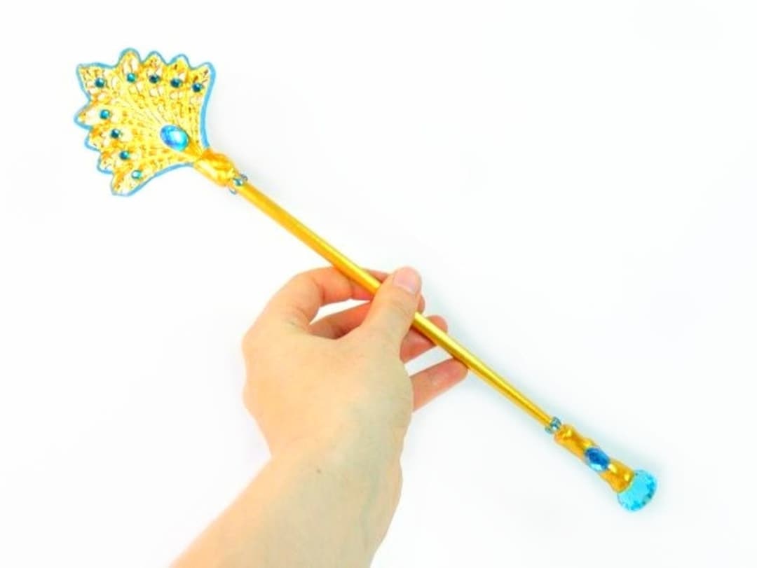 Turquoise and Gold Magic Wand 13.5 Inch Unique Magic Wand Warlock Wand ...